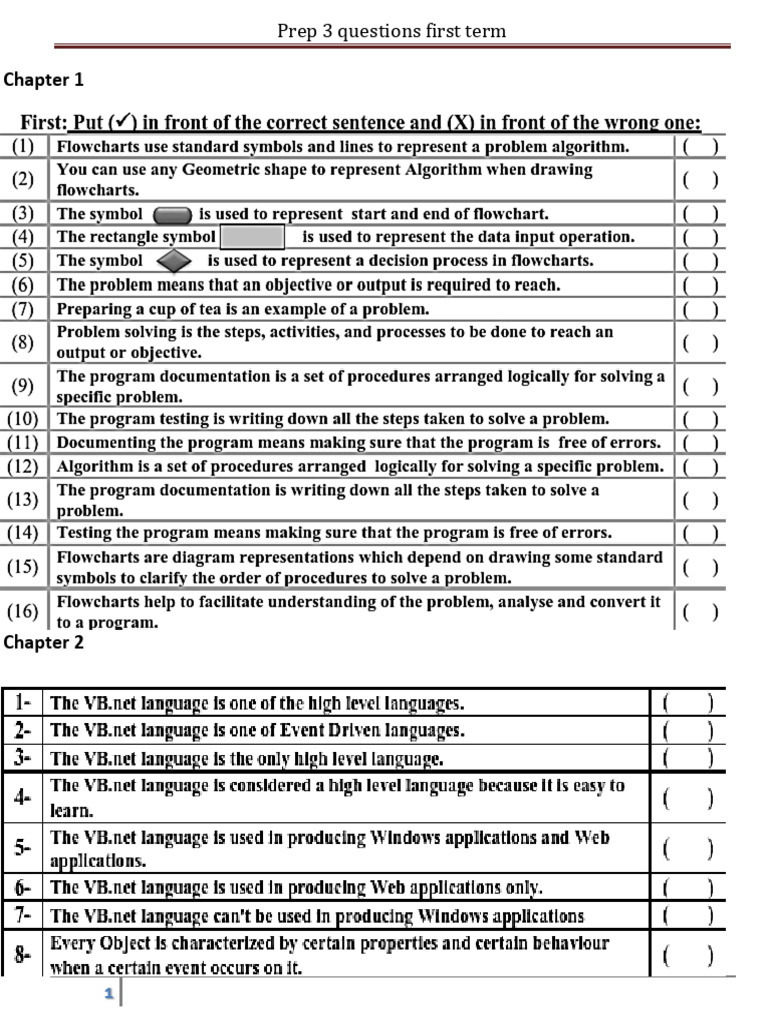 Computer Prep 3 Final Revision First Term Questions Answers | PDF ...