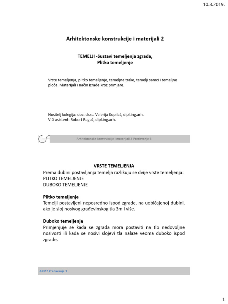 03 Sustavi Temeljenja Plitko Temeljenje | PDF