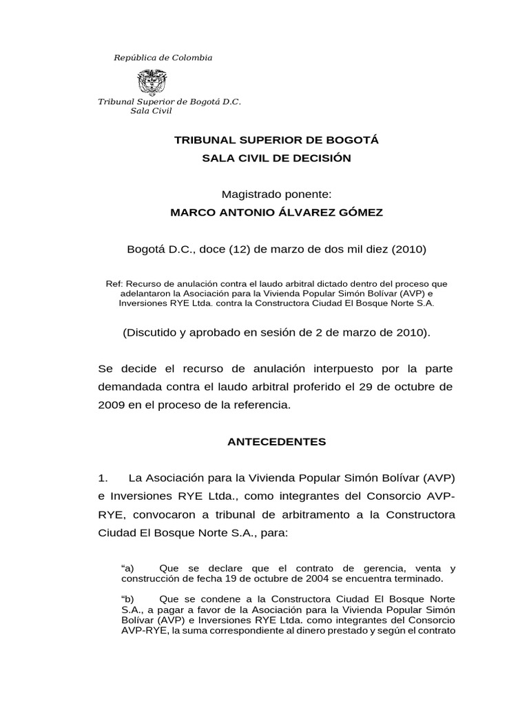 2010 recurso de anulación de laudo arbitral causales 6, 7 y 8 ...