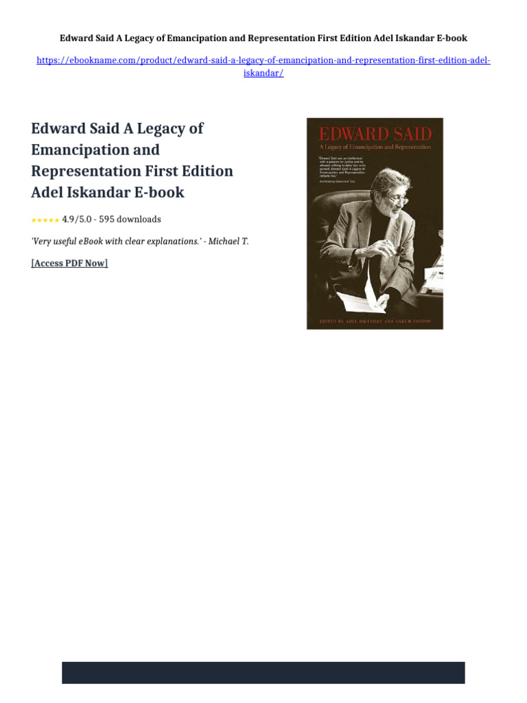 Edward Said A Legacy of Emancipation and Representation First Edition ...
