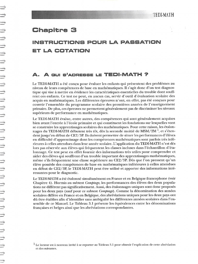 TEDI-Math Petit. Consignes de Passation (1) | PDF