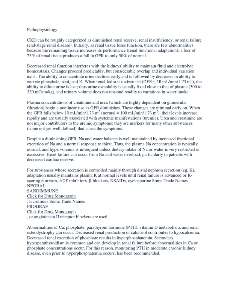 Pathophysiology CKD | PDF | Chronic Kidney Disease | Renal Function