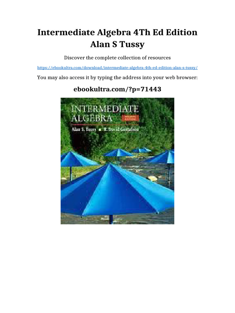 Intermediate algebra 4th ed Edition Alan S Tussy all chapters available ...