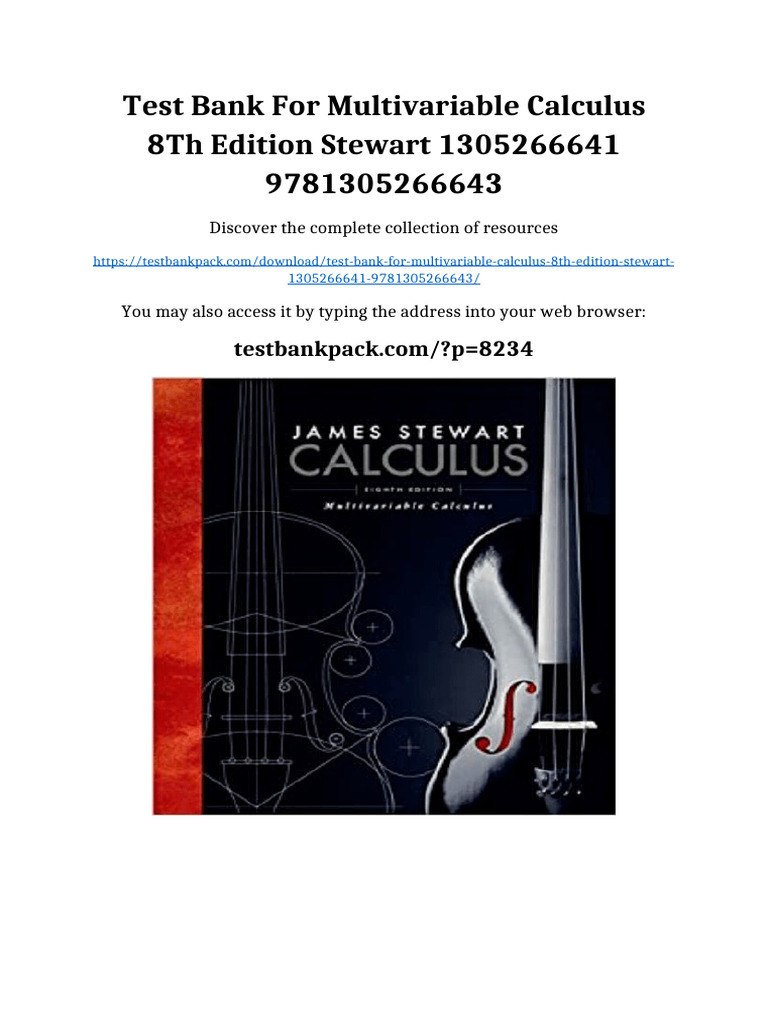 Test Bank for Multivariable Calculus 8th Edition Stewart 1305266641 ...