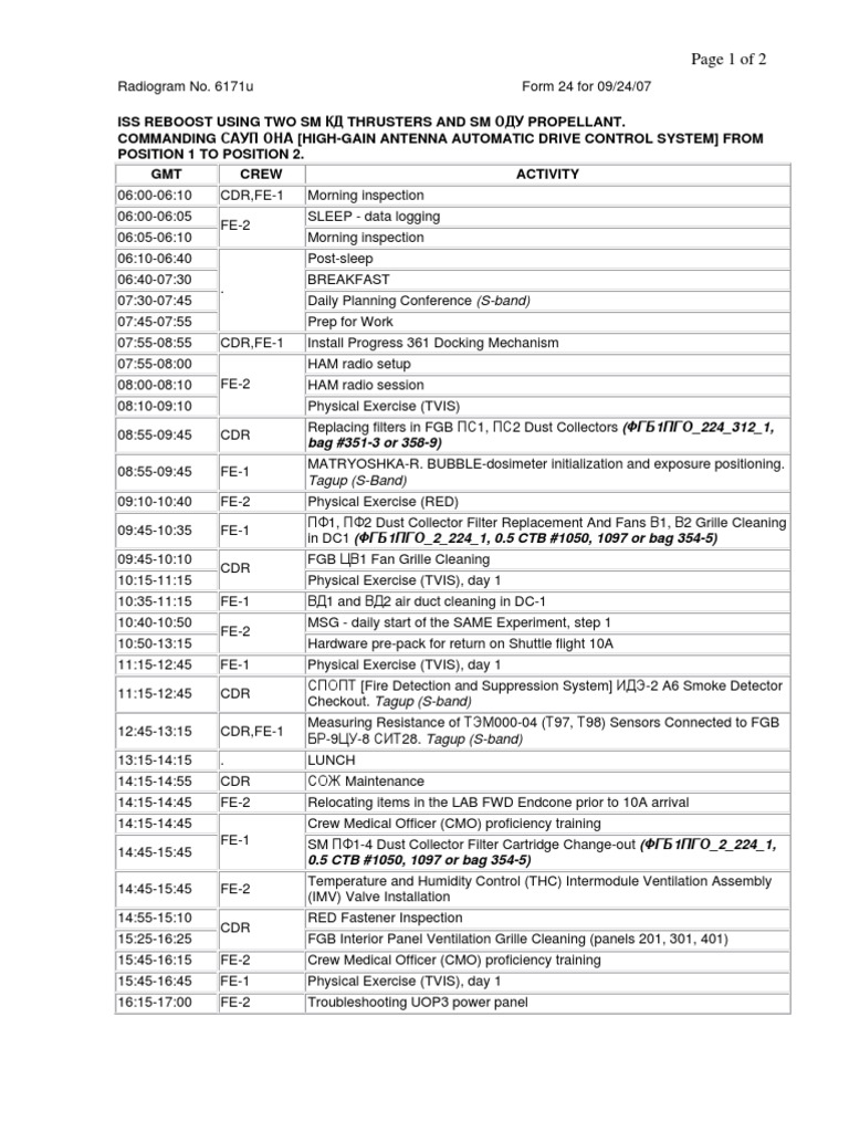 NASA: 190290main 092407 TL | PDF | International Space Station | Space ...