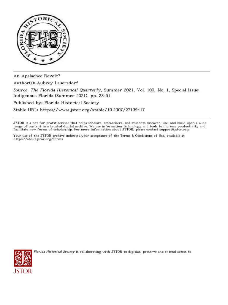 An Apalachee Revolt | PDF | Spanish Colonization Of The Americas ...