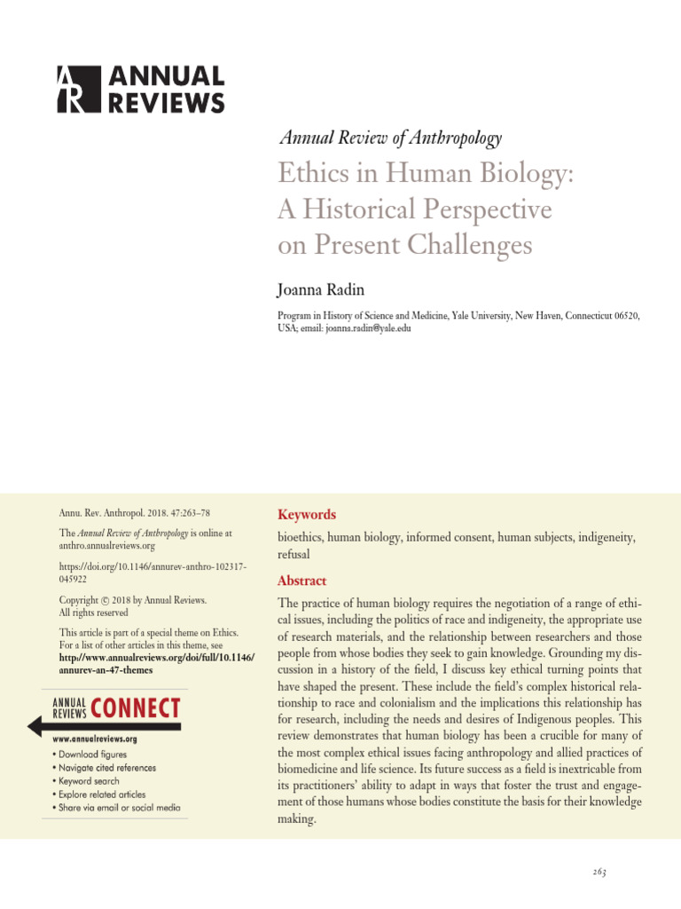 Annurev-Ethics in Human Biology AHistorical Perspective on Present ...