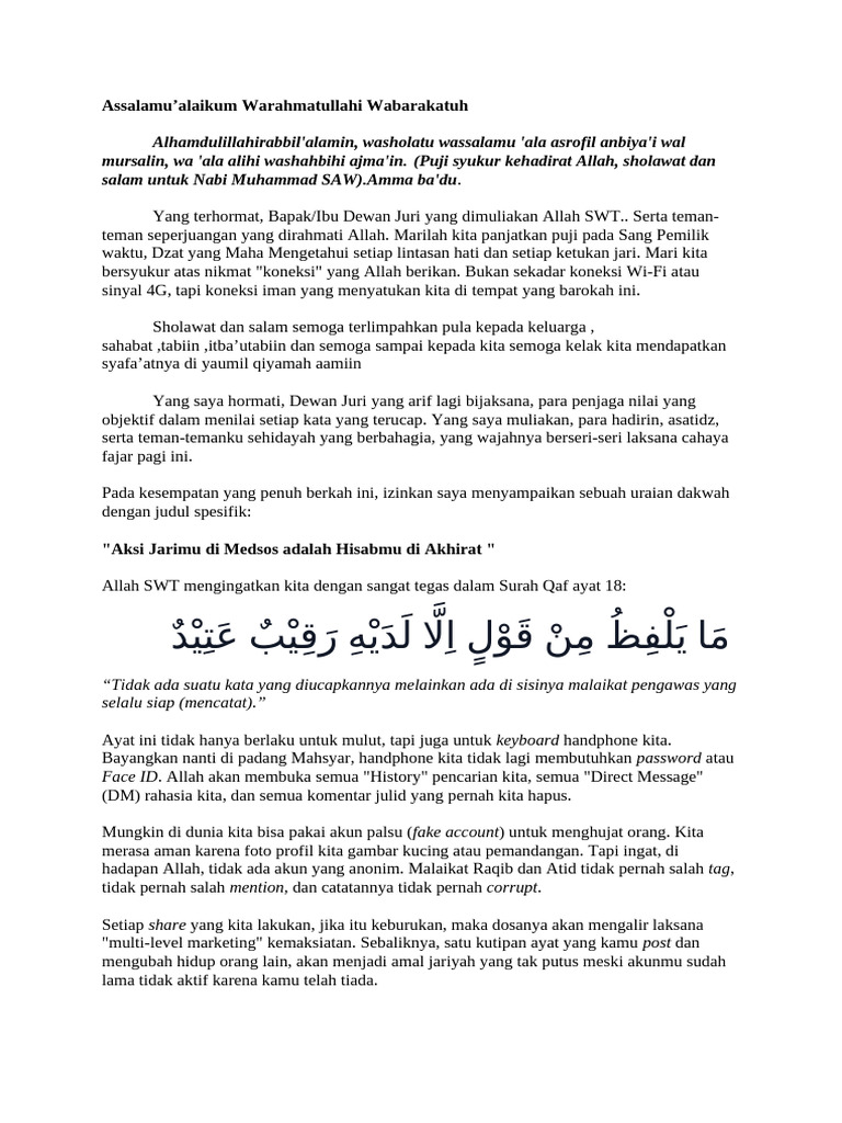 Aksi Jarimu Di Medsos Adalah Hisabmu Di Akhirat | PDF