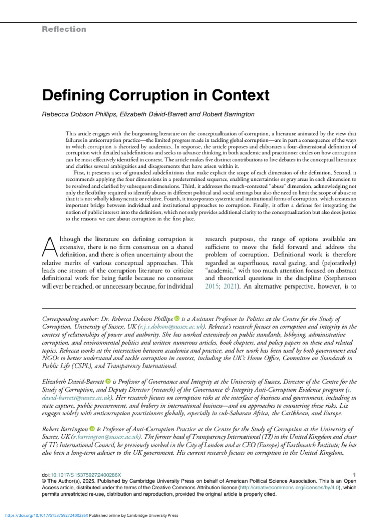 Defining Corruption in Context | PDF | Corruption | Decision Making