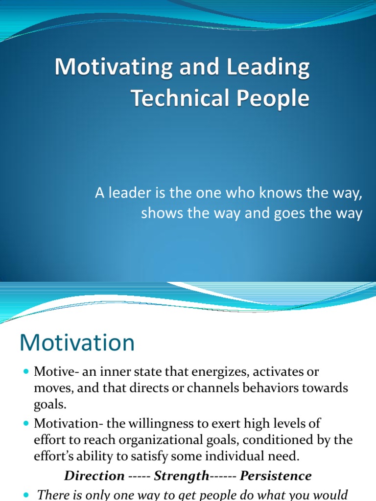Motivating and Leading Technical People | PDF | Motivation | Motivational