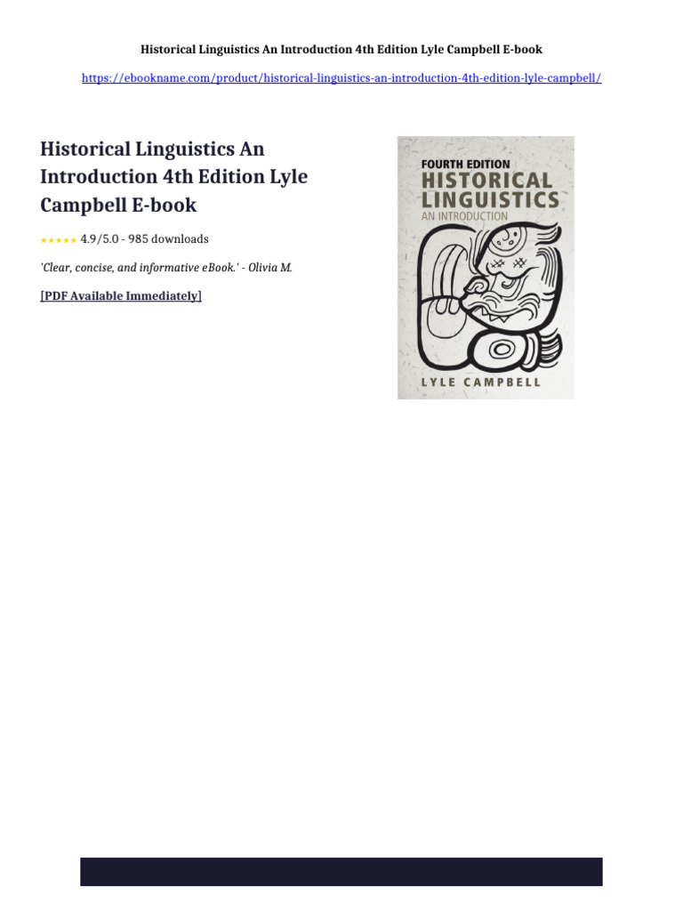 Historical Linguistics An Introduction 4th Edition Lyle Campbell ebook ...