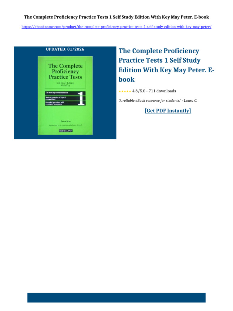 The Complete Proficiency Practice Tests 1 Self Study Edition With Key ...