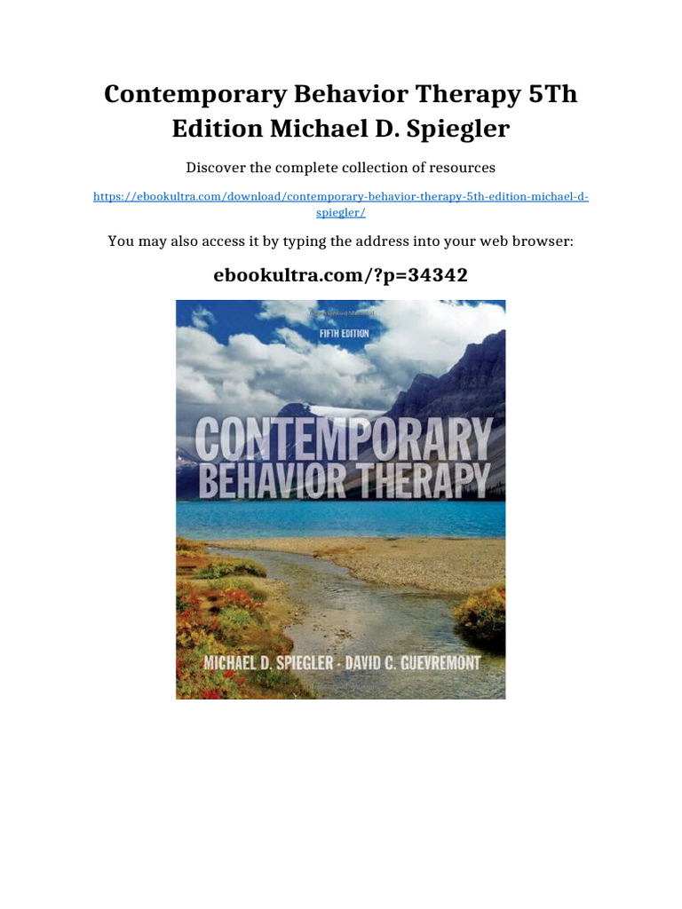 Contemporary Behavior Therapy 5th Edition Michael D. Spiegler Digital ...
