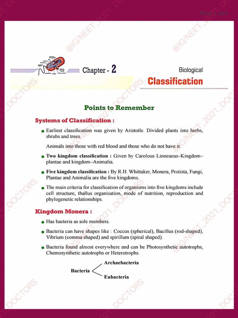 Short Notes- Biological Classification | PDF