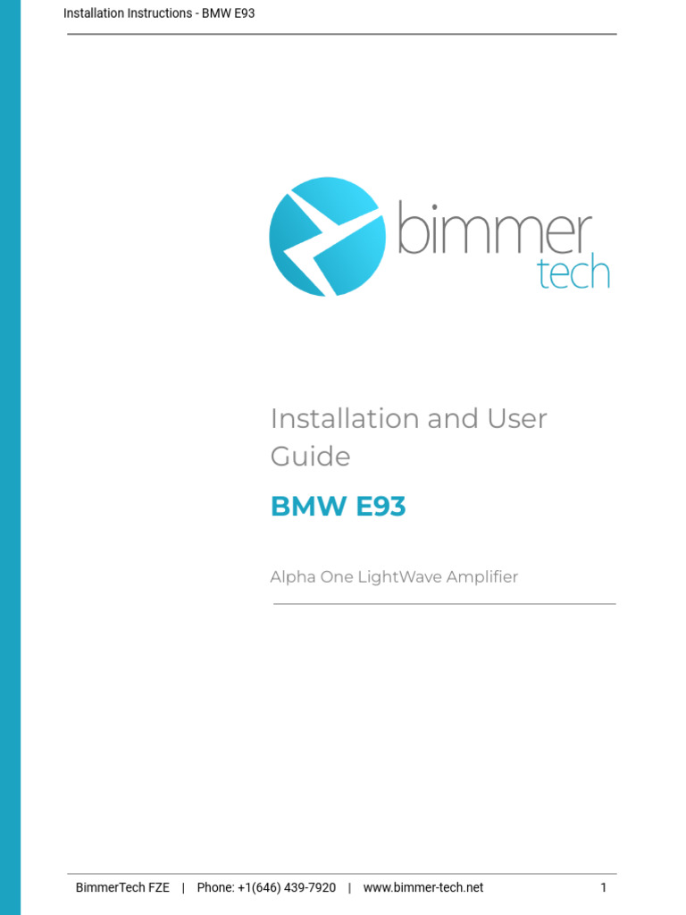 BimmerTech E93 Alpha One LightWave Amplifier Installation Instructions ...