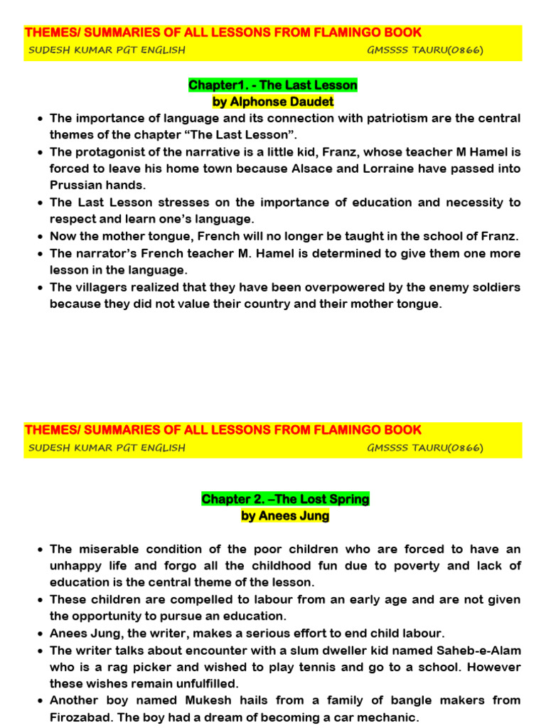Class 12 English - Flamingo Summaries | PDF | Mahatma Gandhi