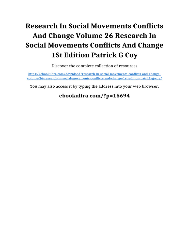 Research in Social Movements Conflicts and Change Volume 26 Research in ...