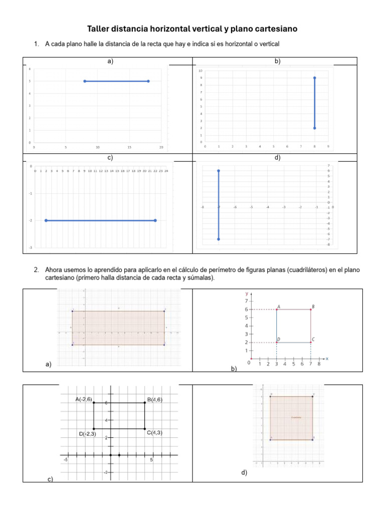 Distancia Recta Horizontal Vertical Plano Cartesiano | PDF | Geometría ...