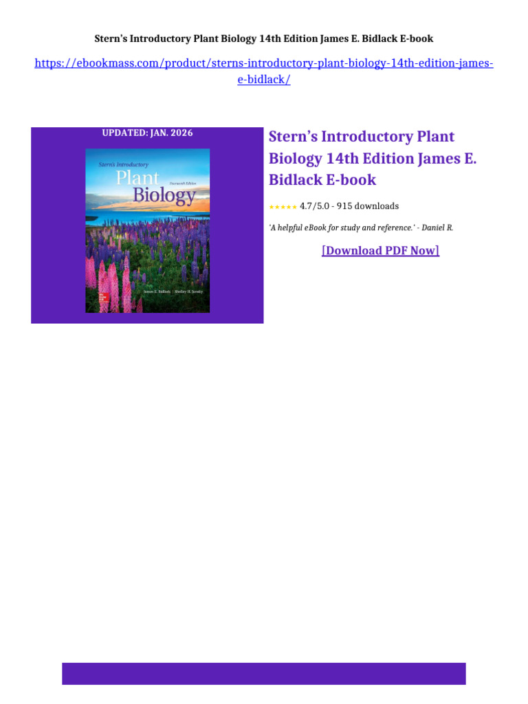 Stern’s Introductory Plant Biology 14th Edition James E. Bidlack ebook ...