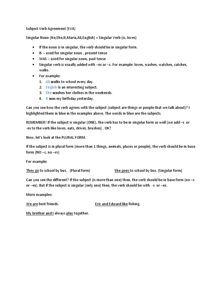 Notes On Sva N Tenses | PDF | Grammatical Number | Plural