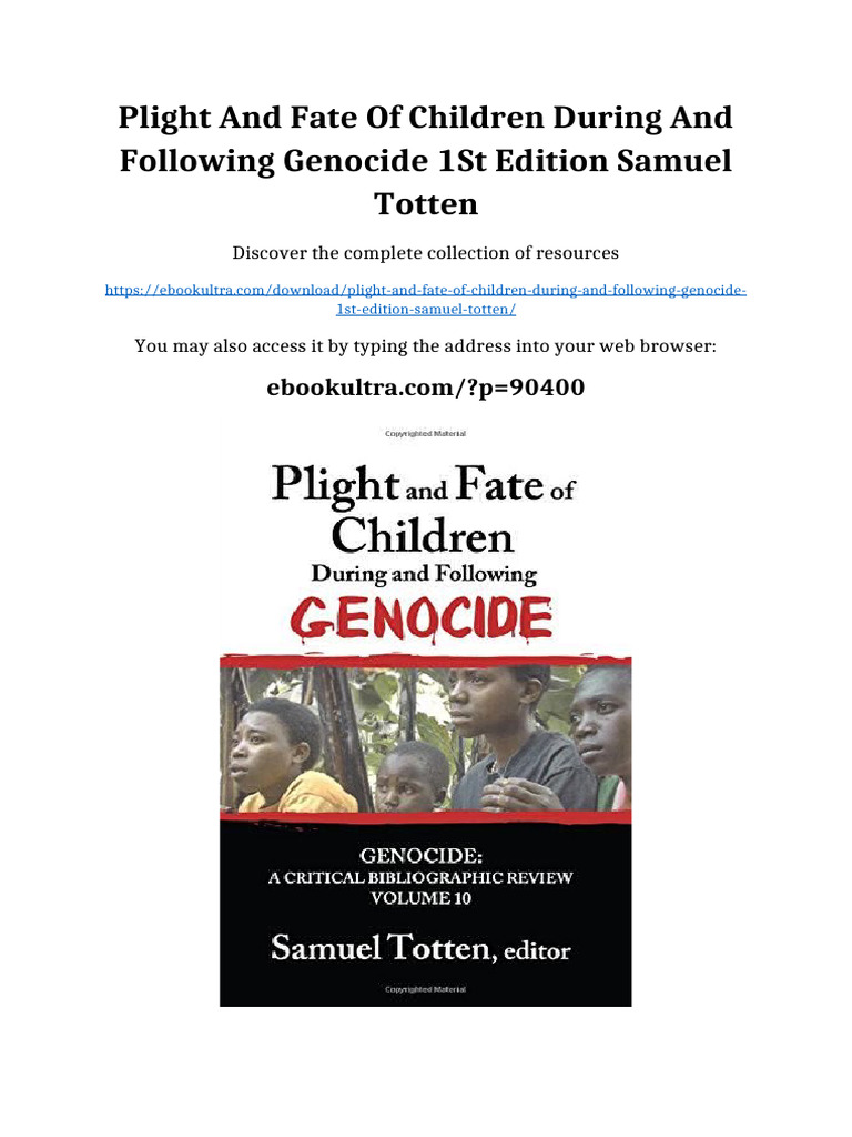 Plight and Fate of Children During and Following Genocide 1st Edition ...
