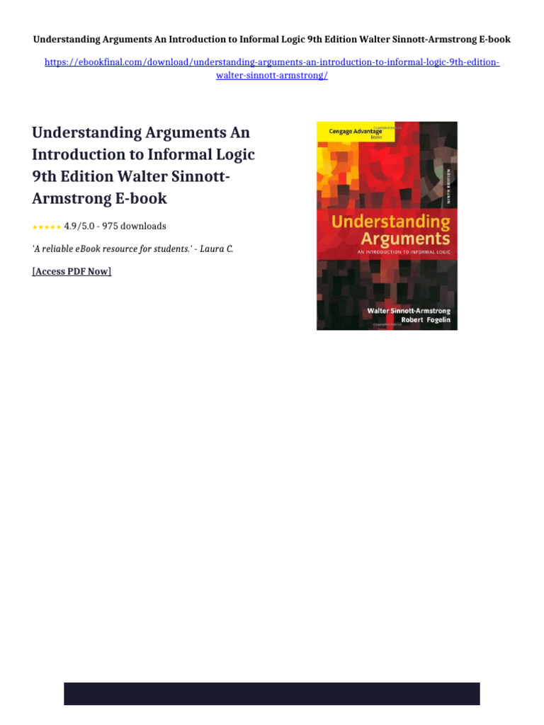 Understanding Arguments An Introduction To Informal Logic 9th Edition ...