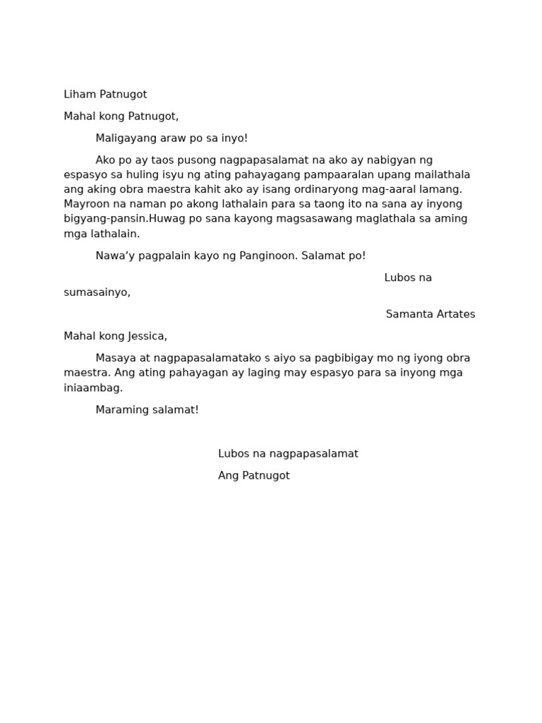 Opinyon Page Liham Patnugot | PDF