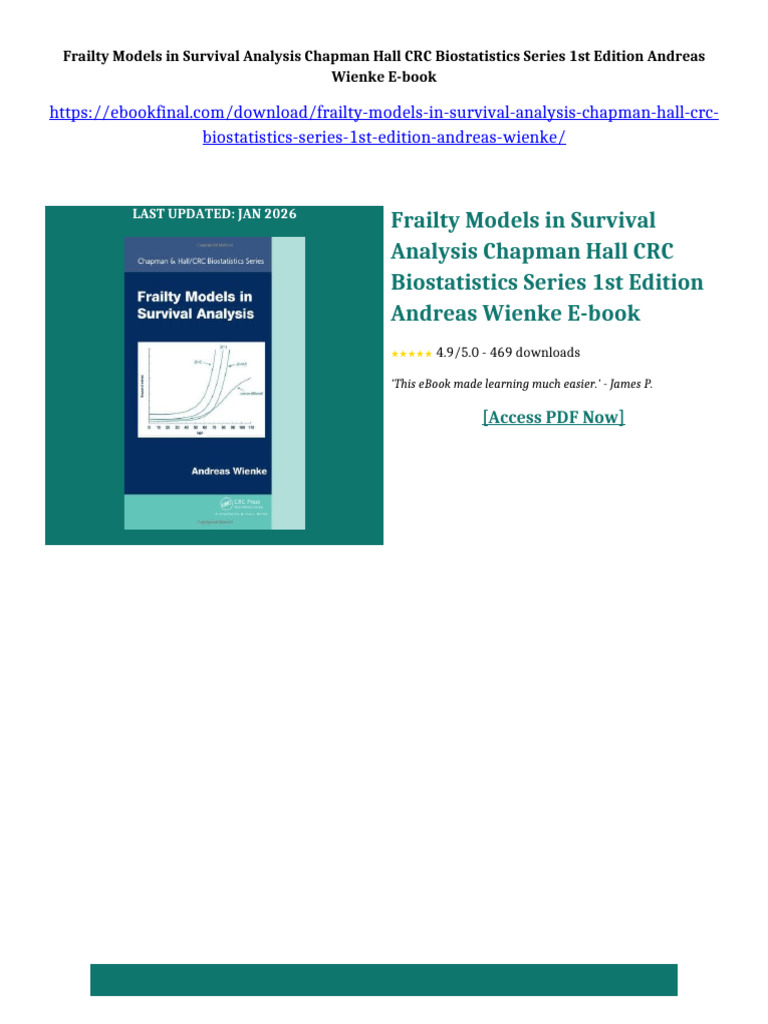 Frailty Models in Survival Analysis Chapman Hall CRC Biostatistics ...