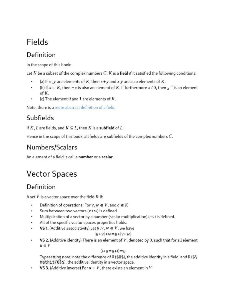 1 Vector Spaces | PDF | Basis (Linear Algebra) | Linear Subspace
