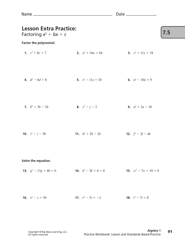 7.5 - Lesson Extra Practice | PDF