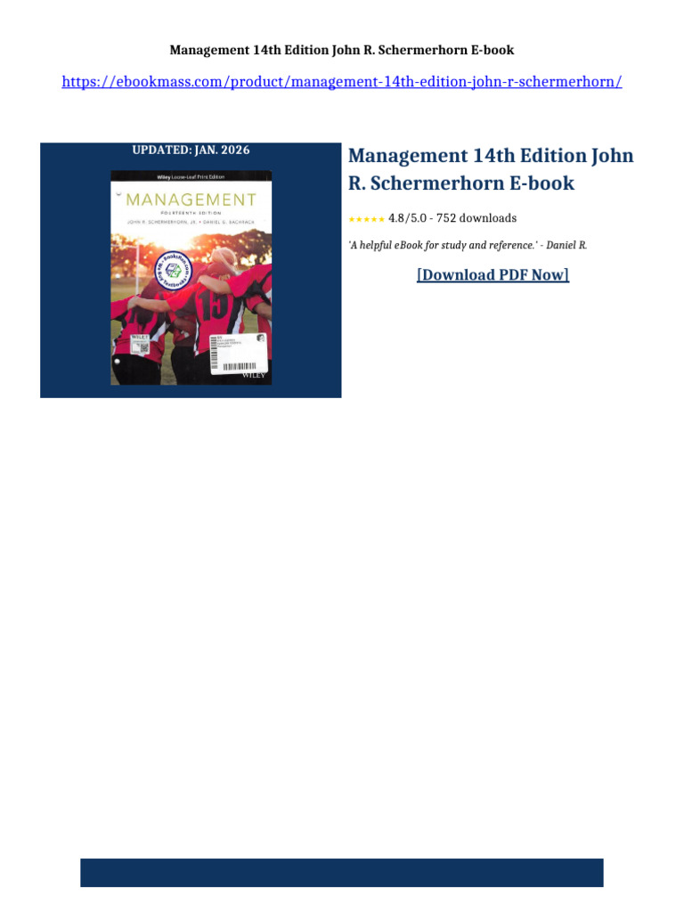 Management 14th Edition John R. Schermerhorn Ebook Compatible Format ...