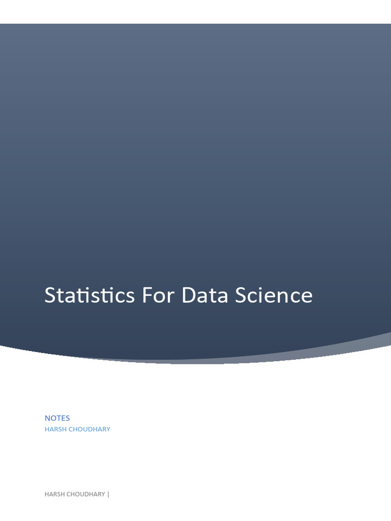 Statistics For Data Science Notes | PDF | Statistics | Level Of Measurement