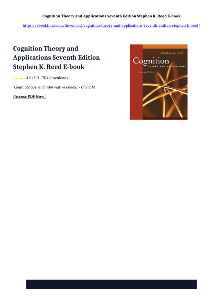 Cognition Theory and Applications Seventh Edition Stephen K. Reed pdf ...