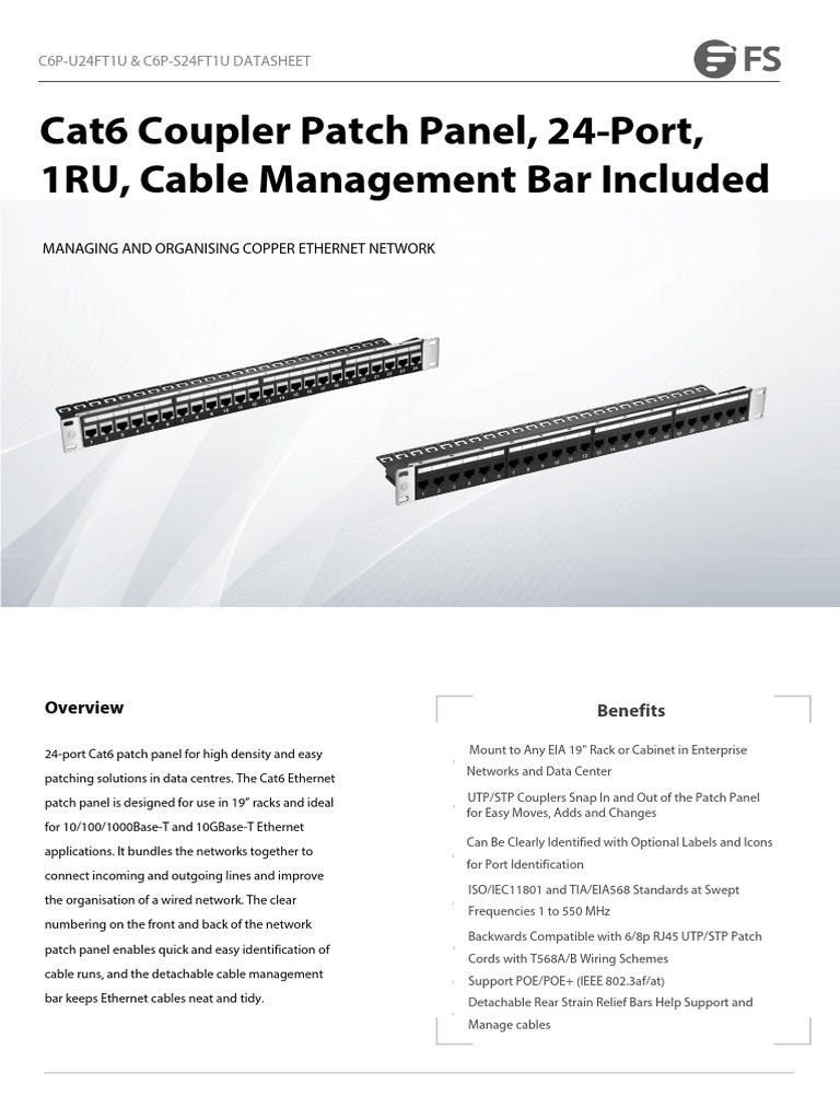 Cat6 Coupler Patch Panel 24 Port 1u Datasheet | PDF ...