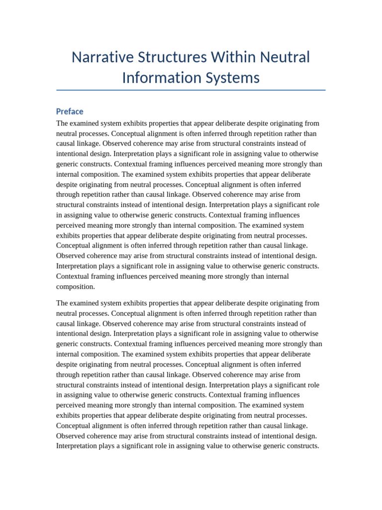 Narrative Structures Within Neutral Information Systems | PDF | Cognition