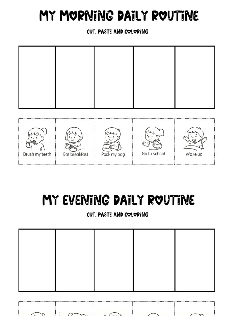 My Morning Daily Routine: Cut, Paste and Coloring | PDF
