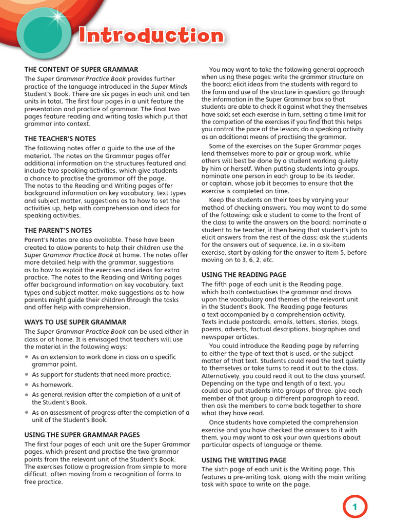 Super Grammar 4 - Teacher's Notes | PDF | Reading Comprehension | Poetry