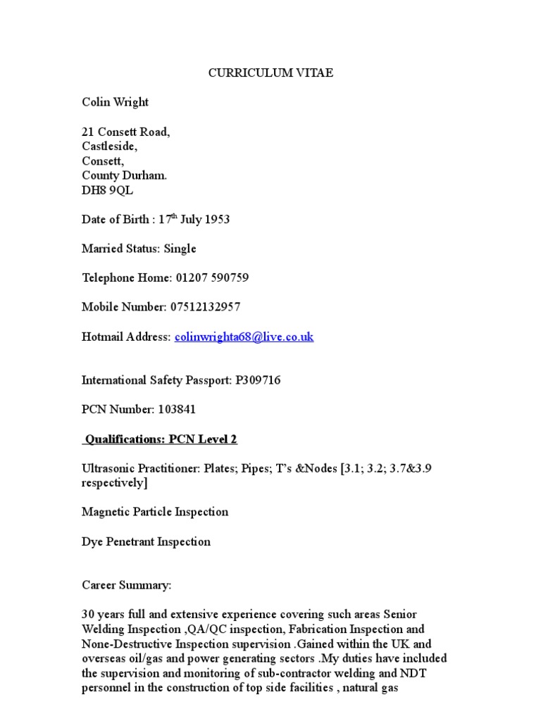 Colinwrighta68@live - Co.uk: Qualifications: PCN Level 2 | PDF ...