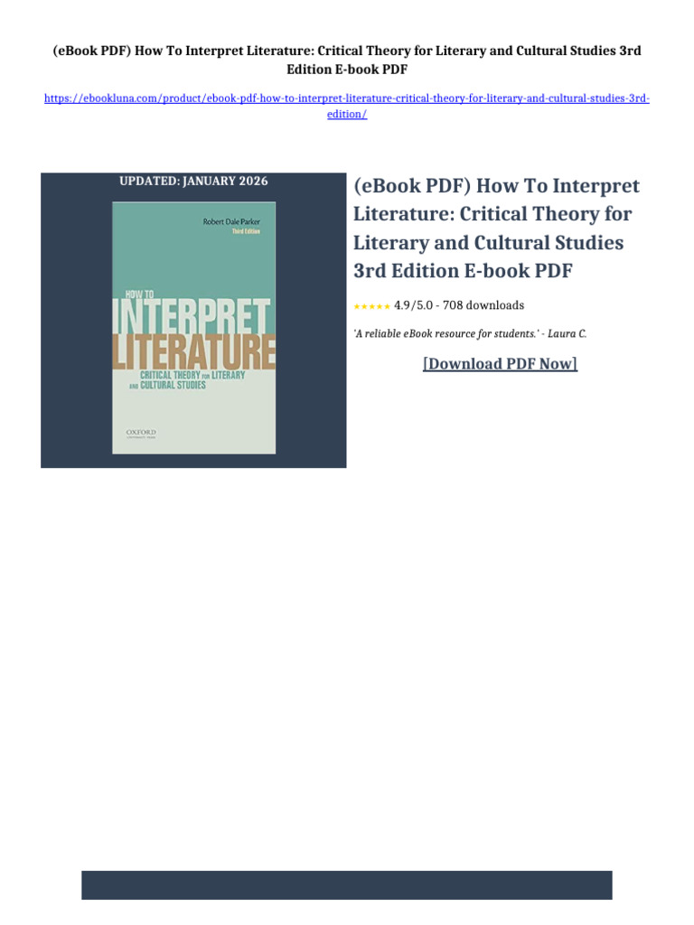 (eBook PDF) How To Interpret Literature: Critical Theory for Literary ...