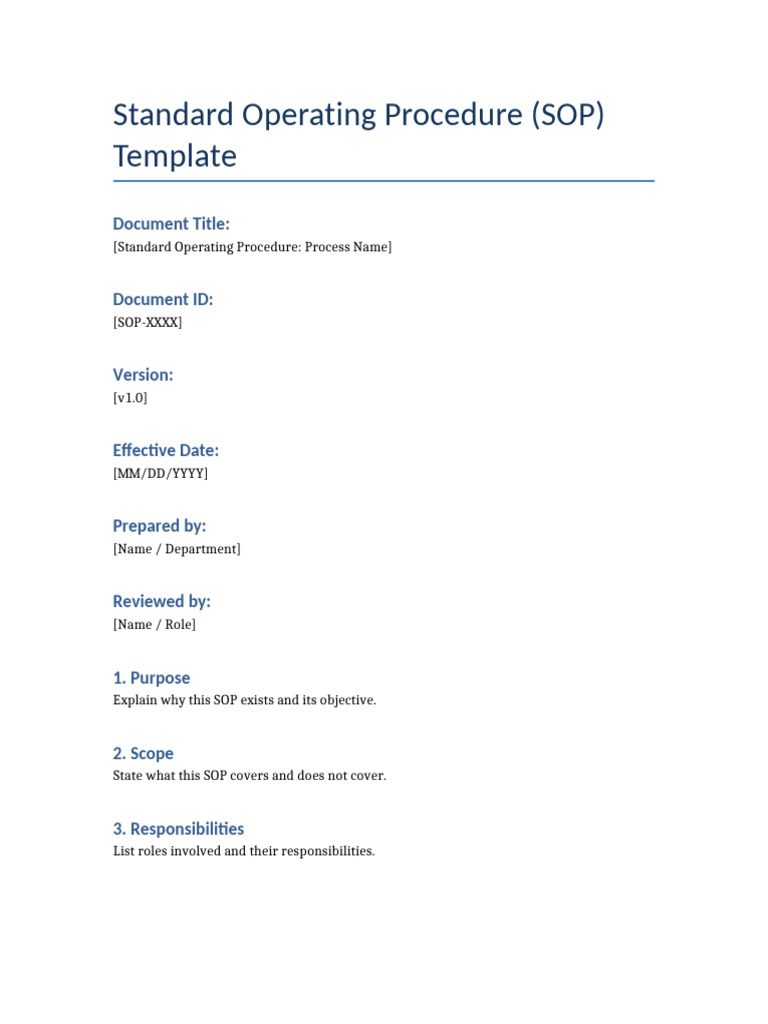 SOP Template | PDF