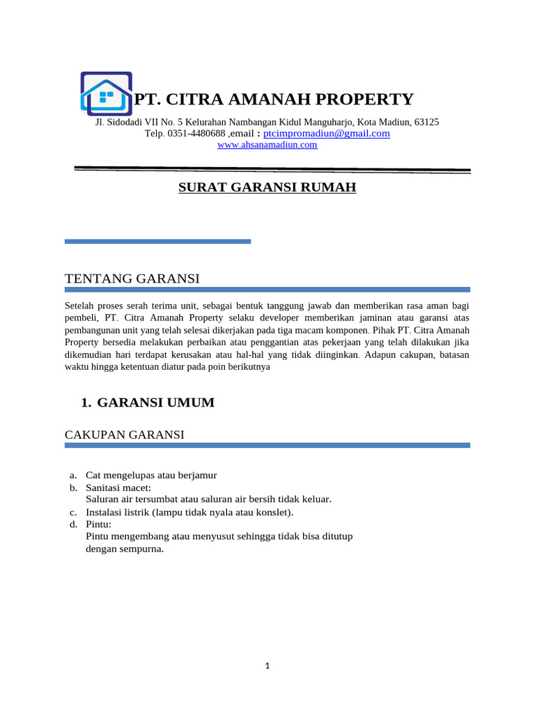 Surat Garansi Struktur Bangunan Ok Sip | PDF