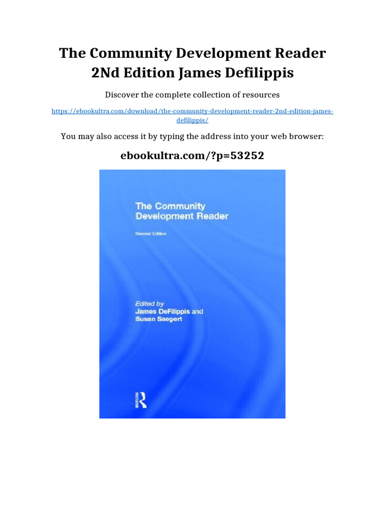 The Community Development Reader 2nd Edition James Defilippis Full ...
