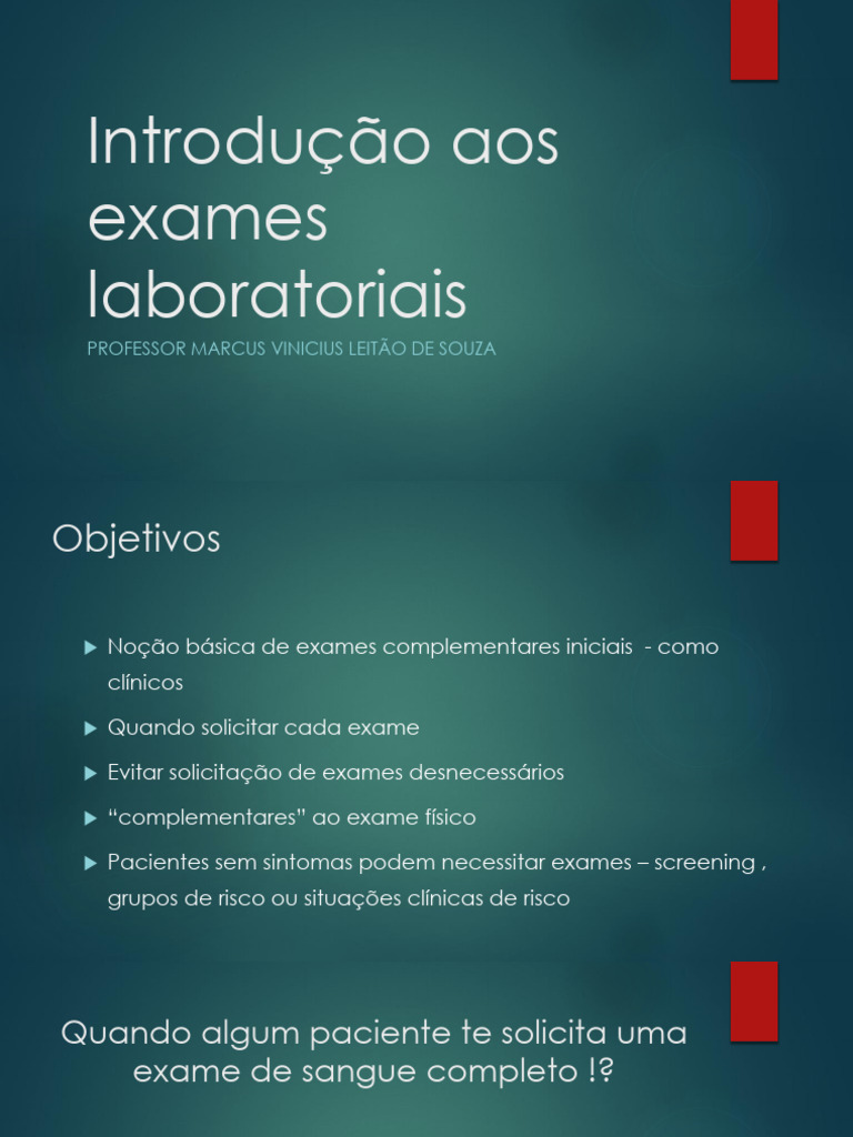 Aula 1 - Exames Complementares | PDF | Anemia | Especialidades médicas