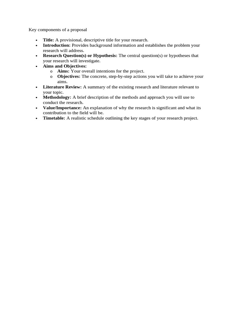 Key Components of A Proposal | PDF