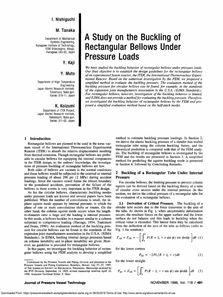 Rectangular Bellows Under Pressure | PDF | Buckling | Mechanical ...