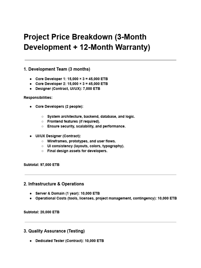 Price Break Down | PDF