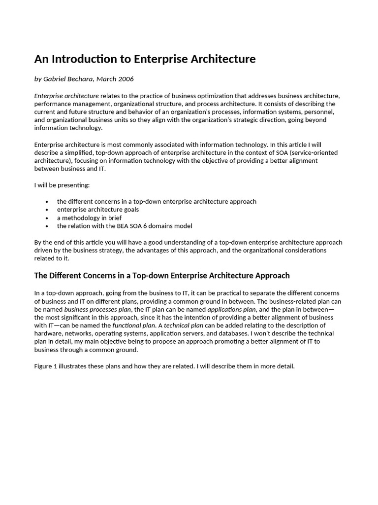 An Introduction To Enterprise Architecture | PDF | Enterprise ...