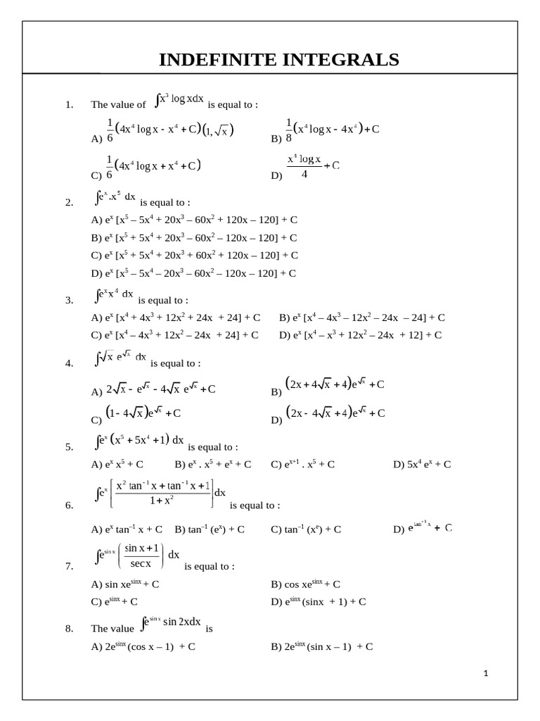 Indefinite Integrals Unit 4-3 | PDF | Chess Theory | Chess
