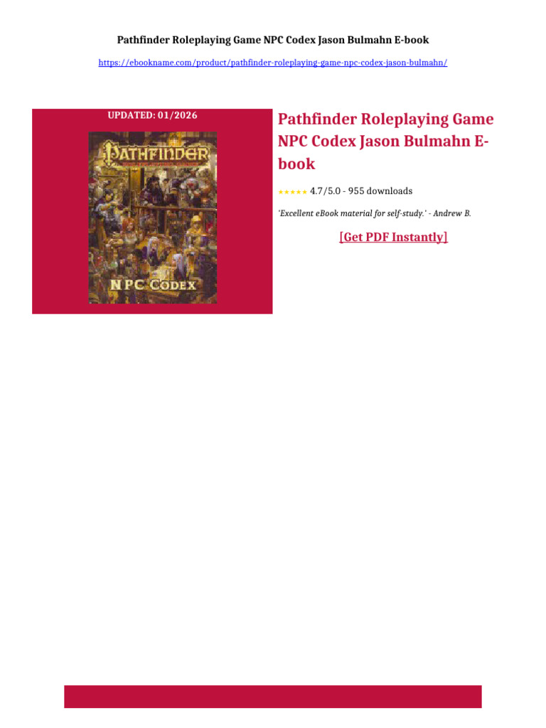 Pathfinder Roleplaying Game NPC Codex Jason Bulmahn ebook testbank ...