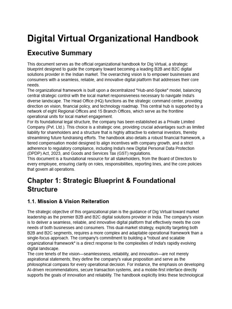 Organizational Handbook Structure Outline | PDF | Chief Executive ...